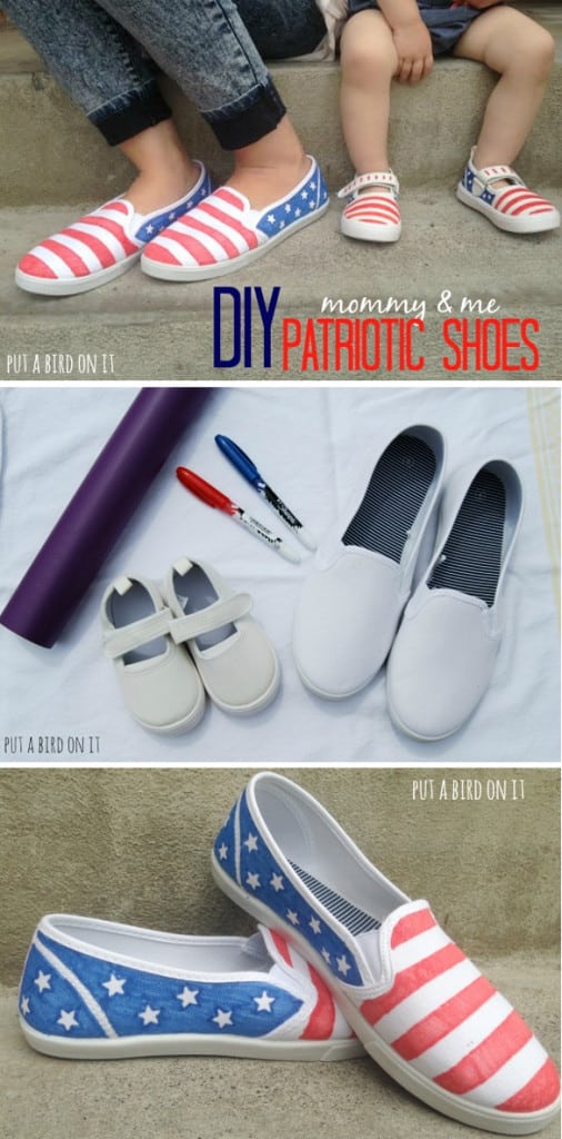 DIY Patriotic American Flag Shoes