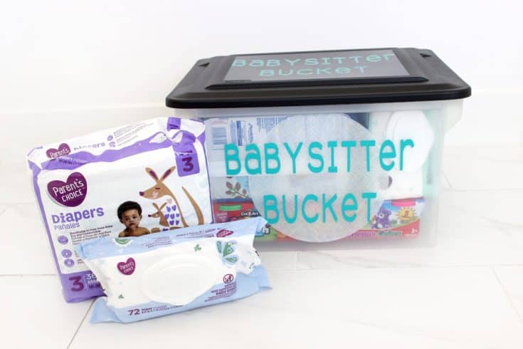 Babysitter Bucket with Babysitting Activities and Must Have Items