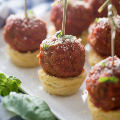 Easy Spaghetti and Meatball Appetizers by Pretty Providence