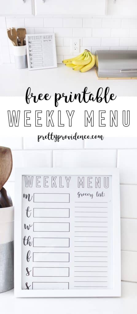 Weekly Menu Planner Free Printable by Pretty Providence