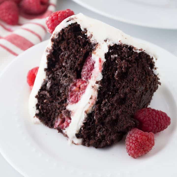 Raspberry Chocolate Cake with Cream Cheese Frosting