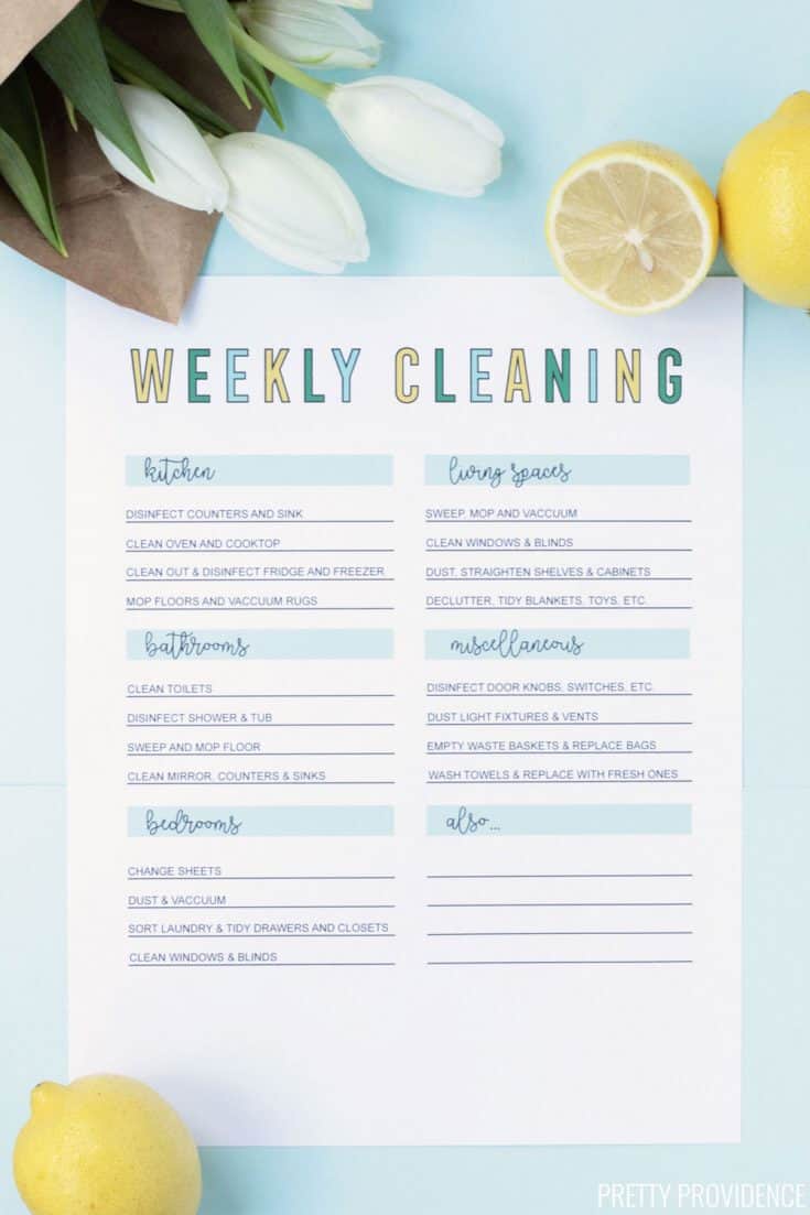 Weekly Cleaning Routine + Free Printable Checklist