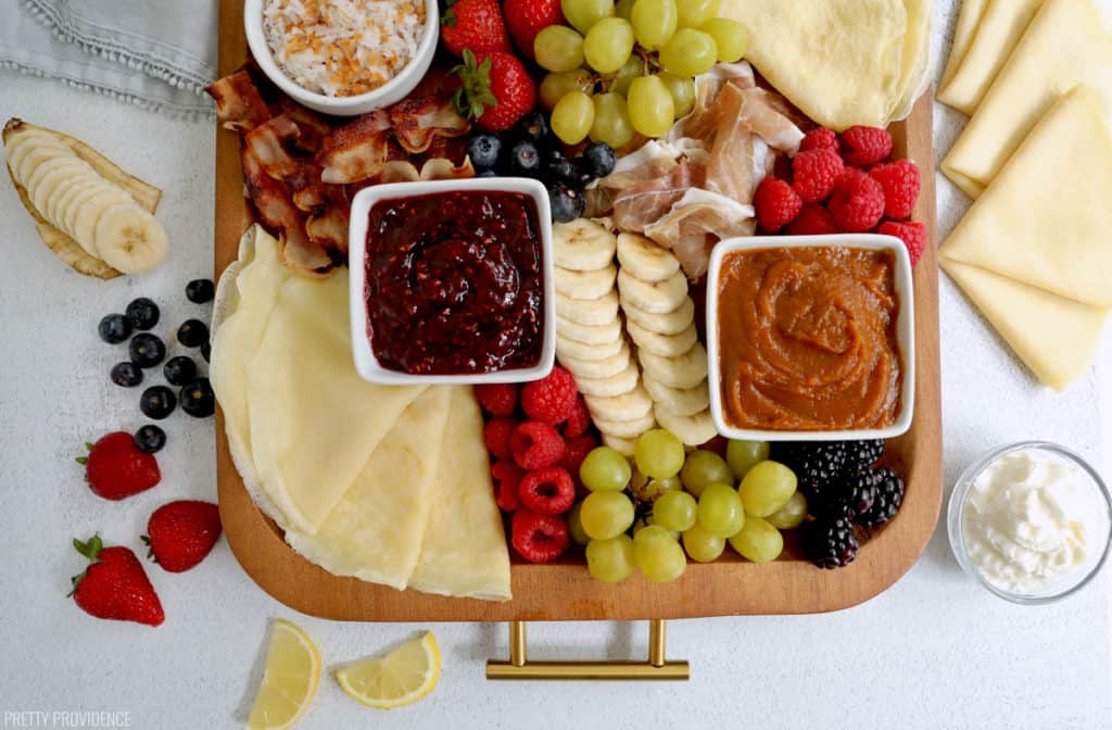 Crepe Toppings Breakfast Charcuterie Board - Pretty Providence