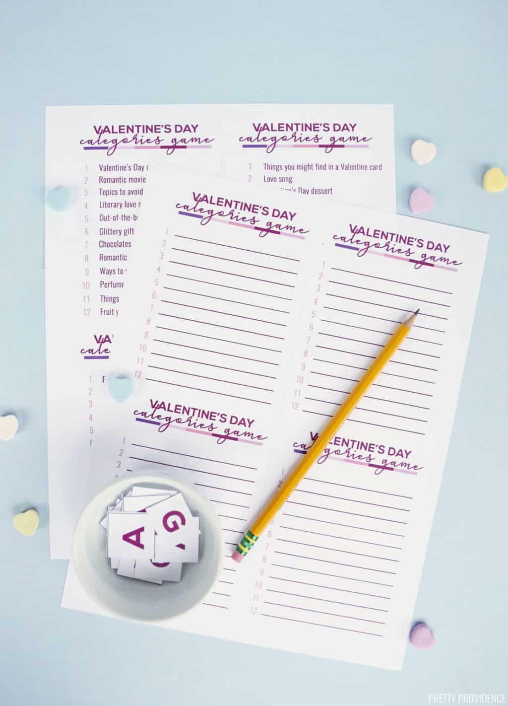 Valentine's Day Categories Game AKA Scattergories - Pretty Providence