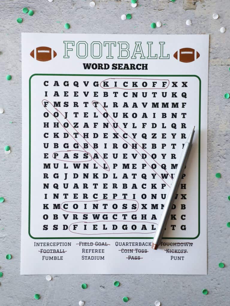 Football Word Search - Pretty Providence
