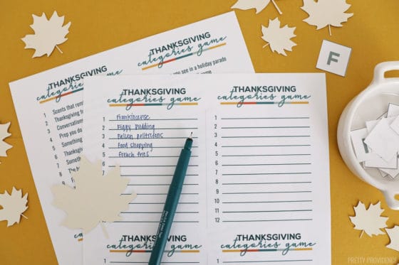 Thanksgiving Categories Game - Pretty Providence