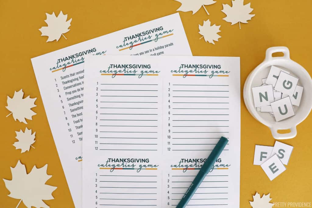 Thanksgiving Categories Game - Pretty Providence