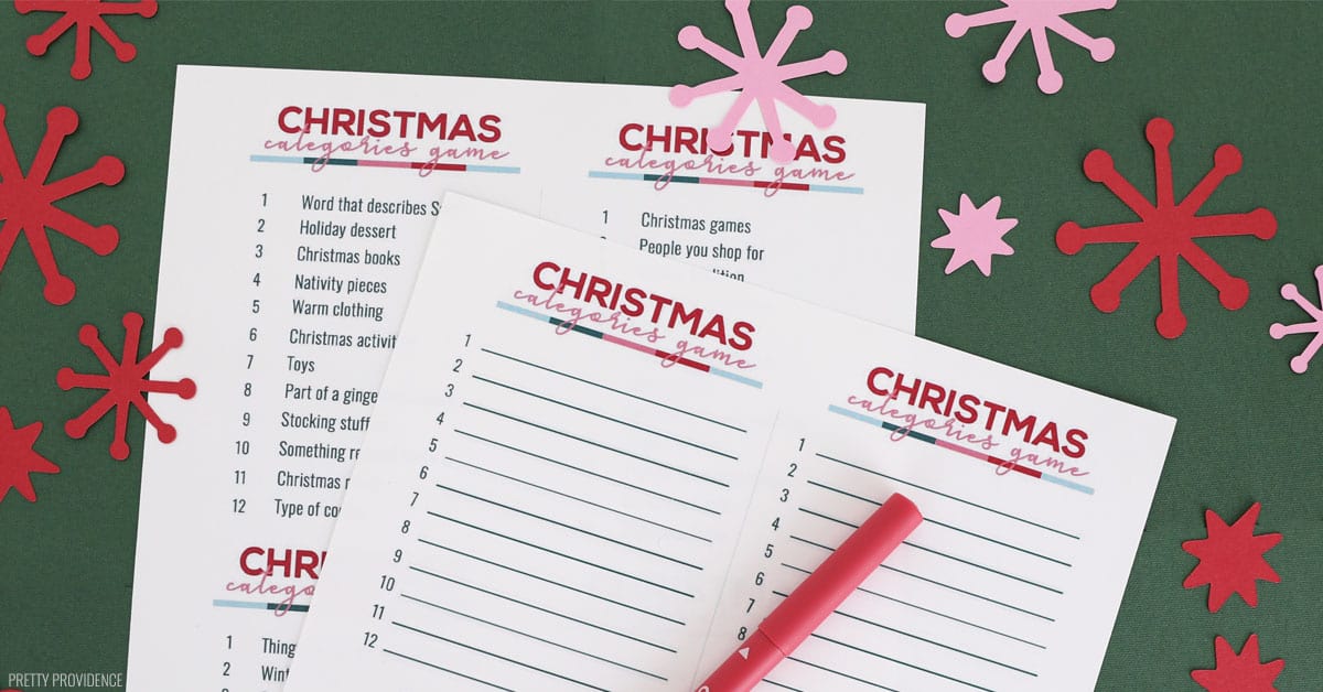 Christmas Categories Game - Pretty Providence