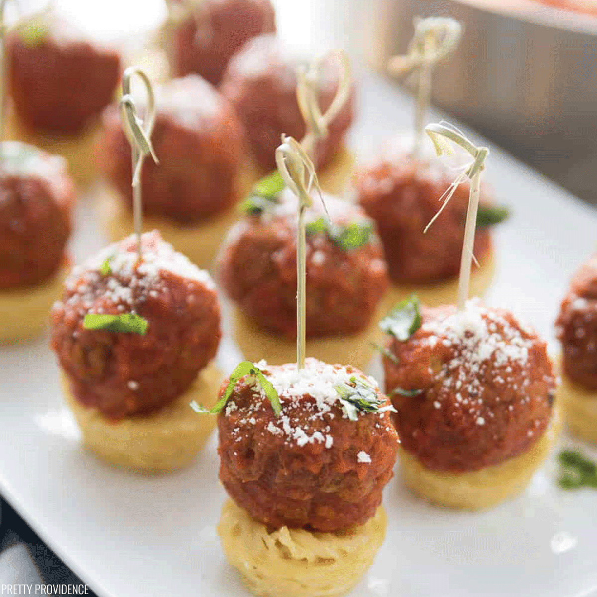 Easy Spaghetti and Meatball Appetizers by Pretty Providence